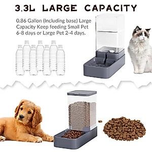 Tokenkuko Automatic Cat Feeder and Water Dispenser with Pet Food Bowl,Gravity Food Feeder and Waterer Dispenser in Set for Small Medium Dog Puppy Kitten Rabbit Bunny Large Capacity(3.3L x 2)