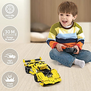 PREPOP Race Car Building Toys for 6-10 8-12 Year Old Boys - Christmas Birthday Gifts for Kids, 2in1 STEM Remote Control Building Kit for Age 6 7 8 9 10 11 12+