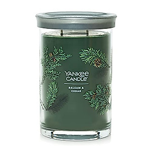 Yankee Candle Balsam & Cedar Scented, Signature 20oz Large Tumbler 2-Wick Candle, Over 60 Hours of Burn Time - Christmas | Holiday Fragrance