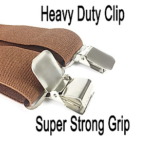 Moulen Men's X-Back 2 Inches Wide Heavy Duty Clips Adjustable Suspenders, Black, Size Large