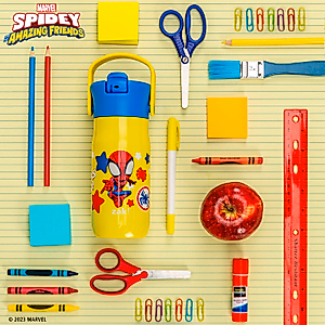 Zak Designs Harmony Marvel Spidey and His Amazing Friends Kid Water Bottle for Travel or At Home, 14oz Recycled Stainless Steel is Leak-Proof When Closed and Vacuum Insulated (Spiderman)