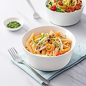 Vidalenta 54 Ounce Large Soup Bowls, Salad Bowls and Serving Bowls, Deep Pasta Bowls Set of 4, White Serving Dishes for Entertaining, Microwave & Dishwasher Safe, Ideal Housewarming Gift