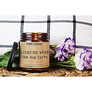 Funny Candles – Hand Poured in USA - Light Me When The Dog Farts - Funny Dogs Candle Gifts for Women, Pet-Friendly, Relaxing Scented Candles for Dog Mom, Pets Lover, 100% Soy Wax
