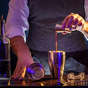 Premium 18pc Gold Bartender Set with Stand: Home Bar Accessories, Bar Cart Decor, Gold Home Decor, Bar Tool/Shaker Set, Drink Mixing Set, Gold Bartender Kit