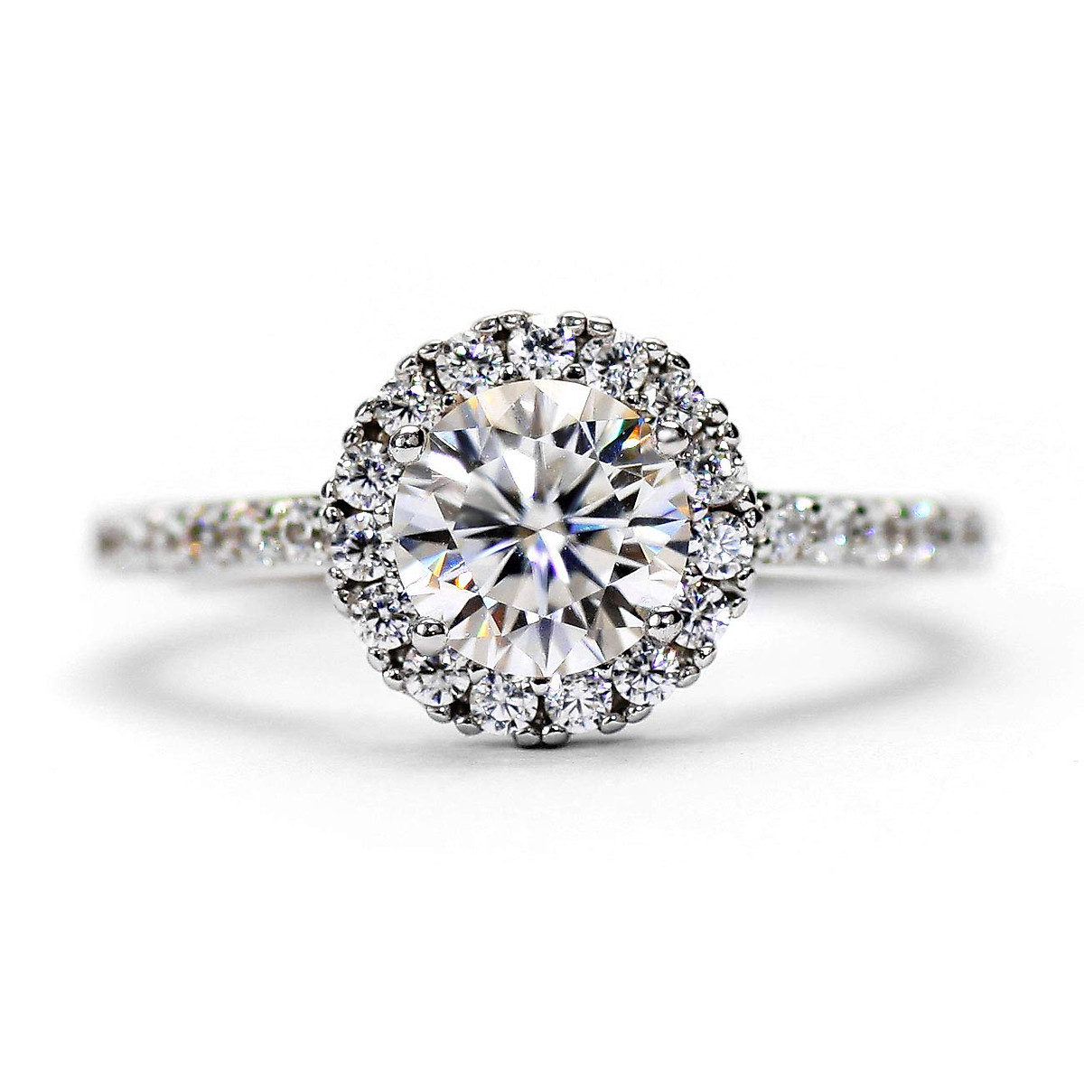 Michooyel 1.0ct Moissanite Engagement Ring 925 Sterling Silver Diamond Wedding Bands Ring Surrounded D Color, VVS Clarity Moissanite Jewelry for Women