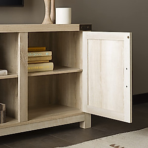 Walker Edison Georgetown Modern Farmhouse Double Barn Door TV Stand for TVs up to 65 Inches, 58 Inch, White Oak