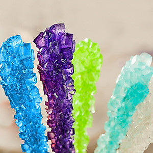 Extra Large Rock Candy Sticks: 36 Light Blue Cotton Candy Lollipop - Individually Wrapped - Crystal Rock Candy Sticks for Candy Buffet, Birthdays, Weddings, Receptions, Bridal and Boy Baby Showers