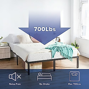 Olee Sleep 18 inch Heavy Duty King Steel Slat, No Box Spring Needed, Metal, Black