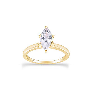 Solitaire Engagement Ring For Women, 8X4MM Marquise Cut Cubic Zirconia Wedding Ring in 14K Yellow Gold Over Sterling Silver Jewelry Gift for Her (0.50 to 1.00 CT), Ring Size 8