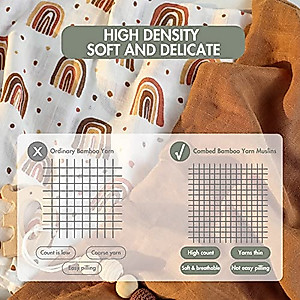 GLLQUEN BABY Receiving Blanket Boy Cotton Muslin Swaddle Blankets Girl Newborn Squares Breathable & Soft Thin Baby Blankets Cloths Double Absorbent Infant Swaddling Wrap - 6 Pack (Rainbow)