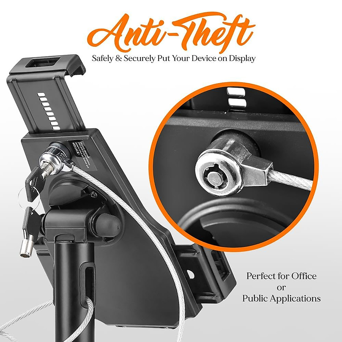 Pyle PSPADLK8 Anti-Theft Tablet Security Stand Kiosk - Table Mount Desktop Tablet Case Holder with Lock, Adjustable Clamp Arm, Internal Cable Routing, for iPad, Kindle, Samsung, Android Tablets
