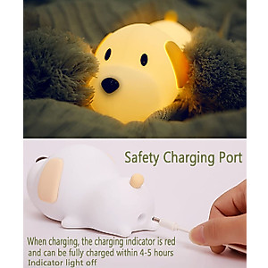 HAPPYBAG Kids Night Light,Cute Soft Silicone Dog Lamp Dimmable Nursery Portable Puppy Kawaii Lamps,Bedside Lamp for Baby and Toddler,Boy Girls
