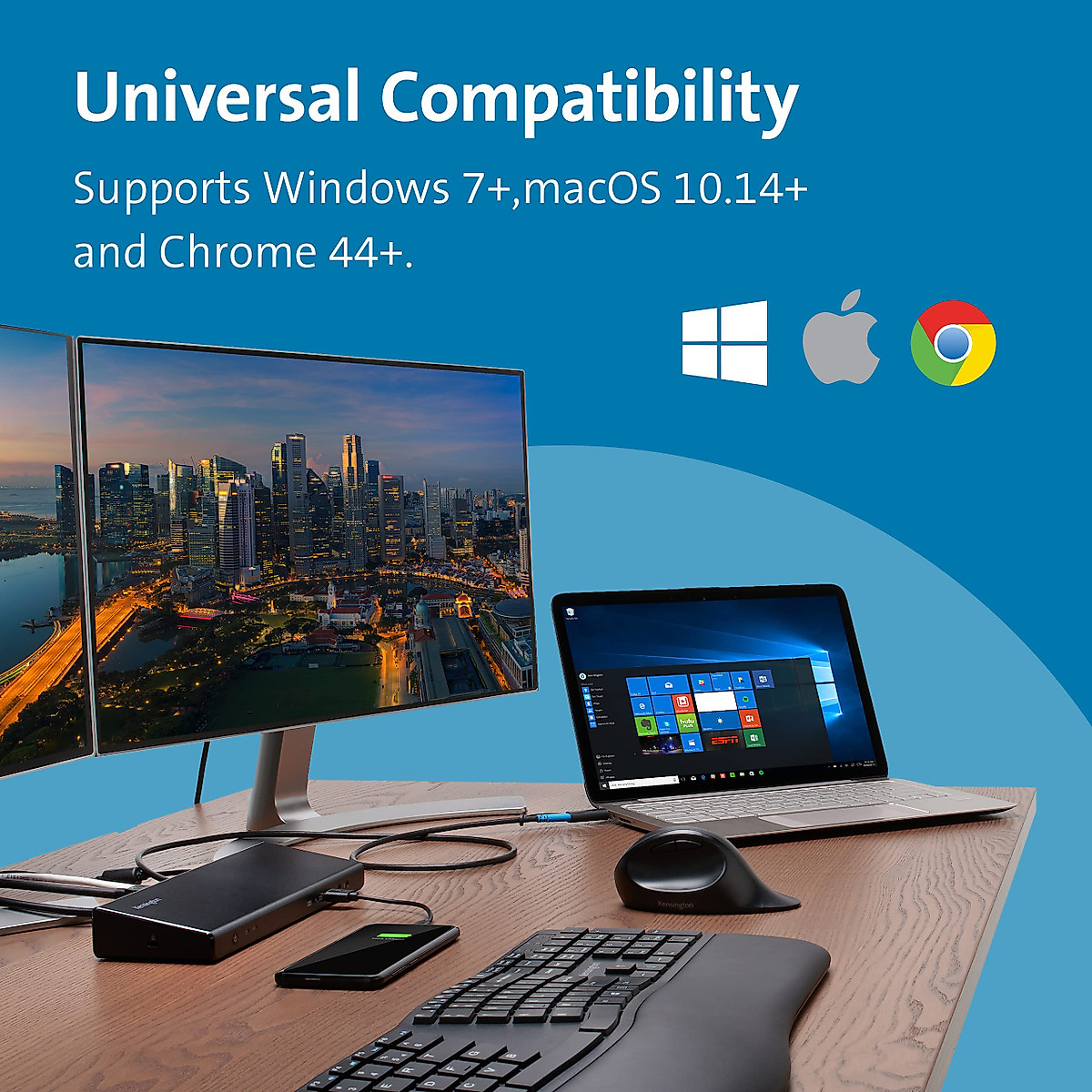 Kensington SD4750P USB-C and USB 3.0 Dual 4K Docking Station