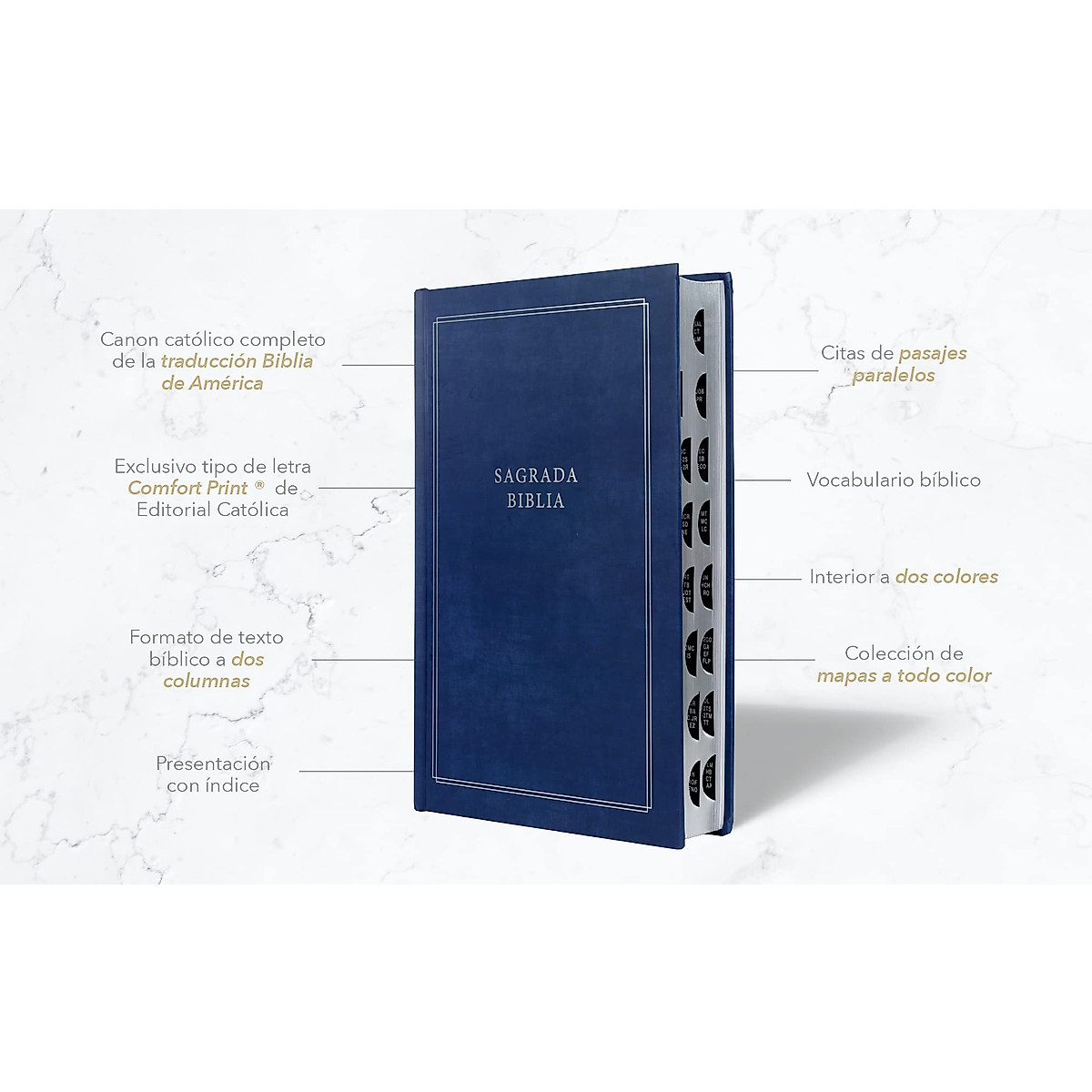 Biblia Católica, Tapa dura, Azul, Tamaño personal con uñero (Spanish Edition)