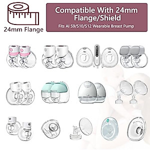 Flange Inserts 13/15/17/19/21mm 10PCS for Momcozy S9/S9pro/S10/S12/S12pro/Medela/Tsrete/Spectra/Bellababy etc 24mm Wearable Breast Pump, Reduce 24mm Tunnel Down to Correct Size - 10PCS