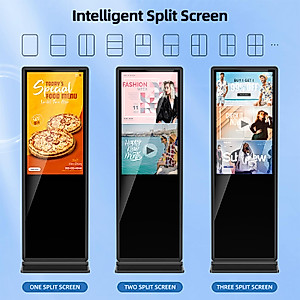 JIYANG 65 Inch Digital Signage Display,Indoor Floor Standing TouchScreen Advertising Display Kiosk Android System,Commercial LCD Totem Support HDMI-in,Free Customization Stickers and CMS System(Black)