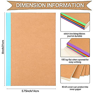 Composition Notebook Journals A5 Kraft Notebooks Kraft Cover with Rainbow Spines,120 Pages Ruled Lined Paper Notebook Bulk for Kids Students Office School Supplies, 8.3 x 5.5 Inch (48 Pcs)