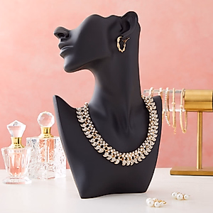 Juvale Jewelry Display for Selling Necklaces, Pendants, Earrings, and Chains, Necklace Bust Mannequin for Boutique, Retail, Small Business, Trade Show (Black, 7.5x11x2 in)
