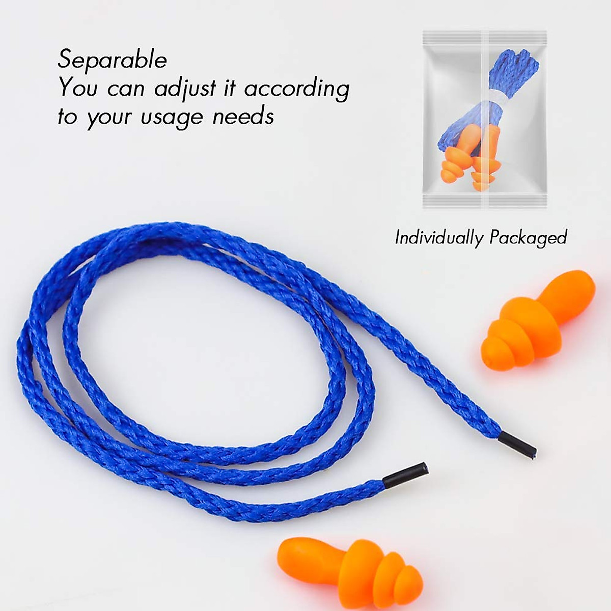 50 Pairs Ear Plugs for Sleeping, Hearing Protection Reusable Silicone Ear Plugs Noise Reduction, Individually Wrapped Earplugs for Shooting, Concerts, Swimming