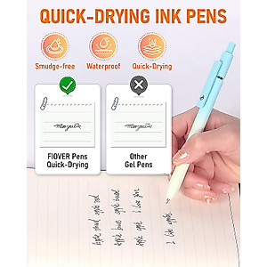 FIOVER Gel Pens, 5pcs Black Ink Medium Point 0.7mm Smooth Writing Pens with Comfort Grip, Aesthetic Ballpoint for Journaling School Office Supplies, Gifts for Women Men