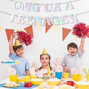 Generic Iridescent 'OMG UR A TEENAGER' Banner, 13th Birthday Party Decor for Girls, 13 Years Old Birthday Sign, Happy 13th Birthday Party Supplies