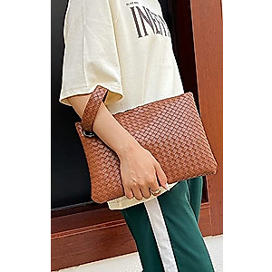 Hycurey Clutch Bags for Women Evening Clutch Purses Large Woven Clutch Purse Oversized Clutch Wallet Wrist Bags for Girls