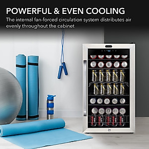 Whynter Beverage Refrigerator with Glass, 136-Can Cu. Ft. Drink Mini Fridge with Lock and Digital Control, BR-1211DS, 3.4 Cubic Feet, Stainless Steel Door/Black Sides