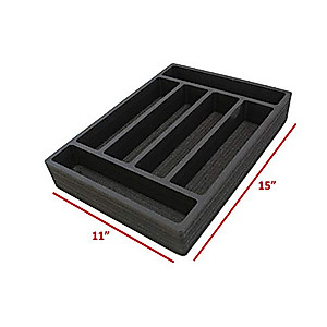 Polar Whale 4 Large Flatware Silverware Drawer Organizers for Cutlery Forks Knives Spoons Serving Utensils Non-Slip Premium Waterproof Tray Insert 11 x 15 Inches 6 Slot Extra Deep Pair Set