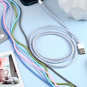 Frienda 10 Pcs Spiral Cable Protector, Chargers Cord Protector Data Cable Protective Sleeve Headphone Saver Charger Protective Data Lines Cover for Phone USB Prevent Pets from Biting(Classic Colors)
