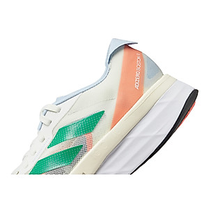 adidas Woman's Adizero Boston 11, White Tint/Court Green/Coral Fusion, 7 M