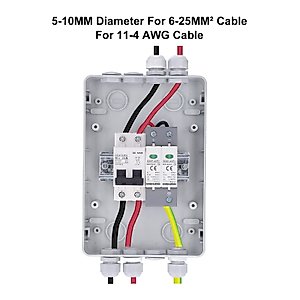2 String PV Combiner Box IP65 Waterproof Solar Disconnect Switch with 40A Circuit Breaker 1000V for Solar Panels