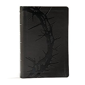 Personalized KJV Large Print Personal Size Reference Bible, Charcoal Leathertouch, Indexed, Red Letter, Cross-References, Full-Color Maps, Custom Name Imprint, King James Version (Indexed)
