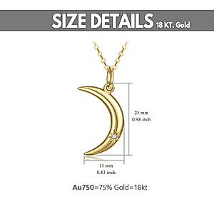 SISGEM 14K Gold Natural Diamond Moon Pendant Necklaces Jewelry Anniversary Presents for Women, Wife, Mom,16"+2"