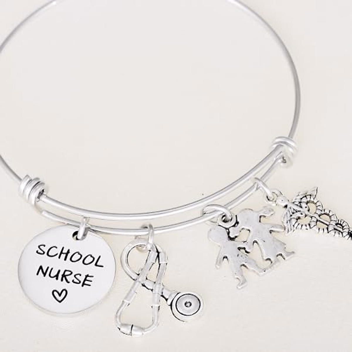 Kivosliviz School Nurse Appreciation Gifts Bracelet for Women School Nurses Week Gift Graduating Nursing Bangle Ornament Thank You Registered School Nurse Jewelry