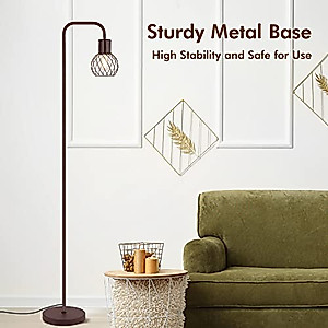 AUQUEE Floor Lamp, Industrial Floor Lamp, Modern Standing Lamp with 6W LED Bulb, Foot Switch, Metal Floor Lamp for Living Room, Bedroom, Office, Vintage，Rustic Minimalist Farmhouse Stand Up Lamp Brown