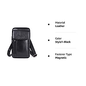 iPhone 11 Pro X Xs 8 7 Plus 6 6S Galaxy S9 S8 S7 S6 Edge Note5 Note4 A8 A8+ Leather Case Belt Holster Pouch Holder for Cell Phone Under 6.0" inch Vertical Style1-Black S Size