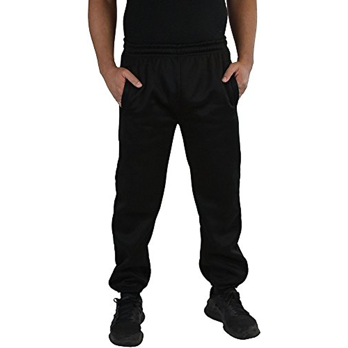 ToBeInStyle MenÆs Fleece Lined Basic Active Sweatpants with Cuffed Ankles - Black - M