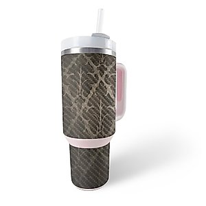 MightySkins Carbon Fiber Skin Compatible with Stanley The Quencher H2.0 FlowState 40 Oz Tumbler - Vintage Elegance | Protective, Durable Textured Carbon Fiber Finish | Easy to Apply