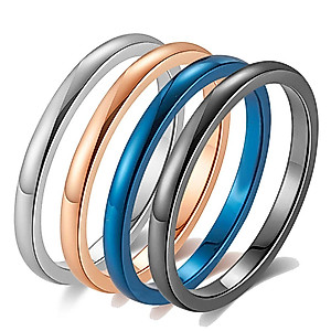 JAJAFOOK Men's Women's Stainless Steel Simple 2MM Midi Stacking Ring Band Comfort Fit, Size 6 to 12