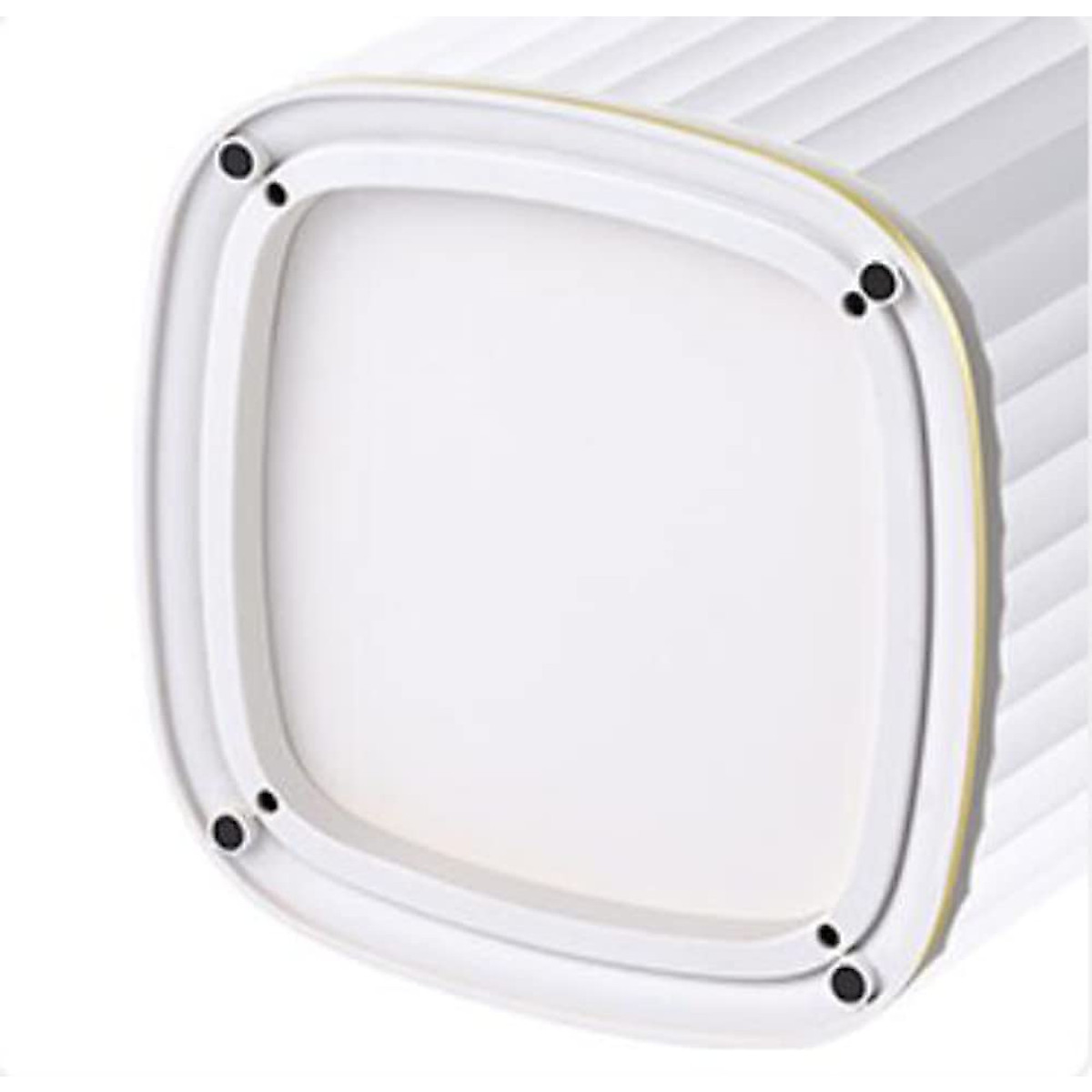 Happiness Decoration Plastic Garbage Can 4 Gallon Small Wastebasket Slim Garbage Can Square Trash Can for Kitchen, Bathroom, Bedroom, Home Office, Outdoor, Dorm Room (White-Gold)