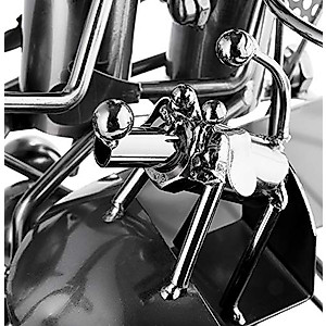 BRUBAKER Wine Bottle Holder Motorcycle Couple with Dog in Sidecar Metal Sculptures and Figurines Decor Wine Racks and Stands Gifts Decoration