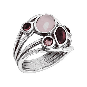 Silpada 'Red Alert' Natural Garnet, Rose Quartz, & Pink Tourmaline Ring in Sterling Silver, Size 8