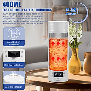 Travel Electric Kettle Portable Kettle for Hot Water Small Mini Tea Coffee Kettle Water Boiler, Water Heater with Handy Cup Bag & Brush, 4 Temperature Control & LCD Display