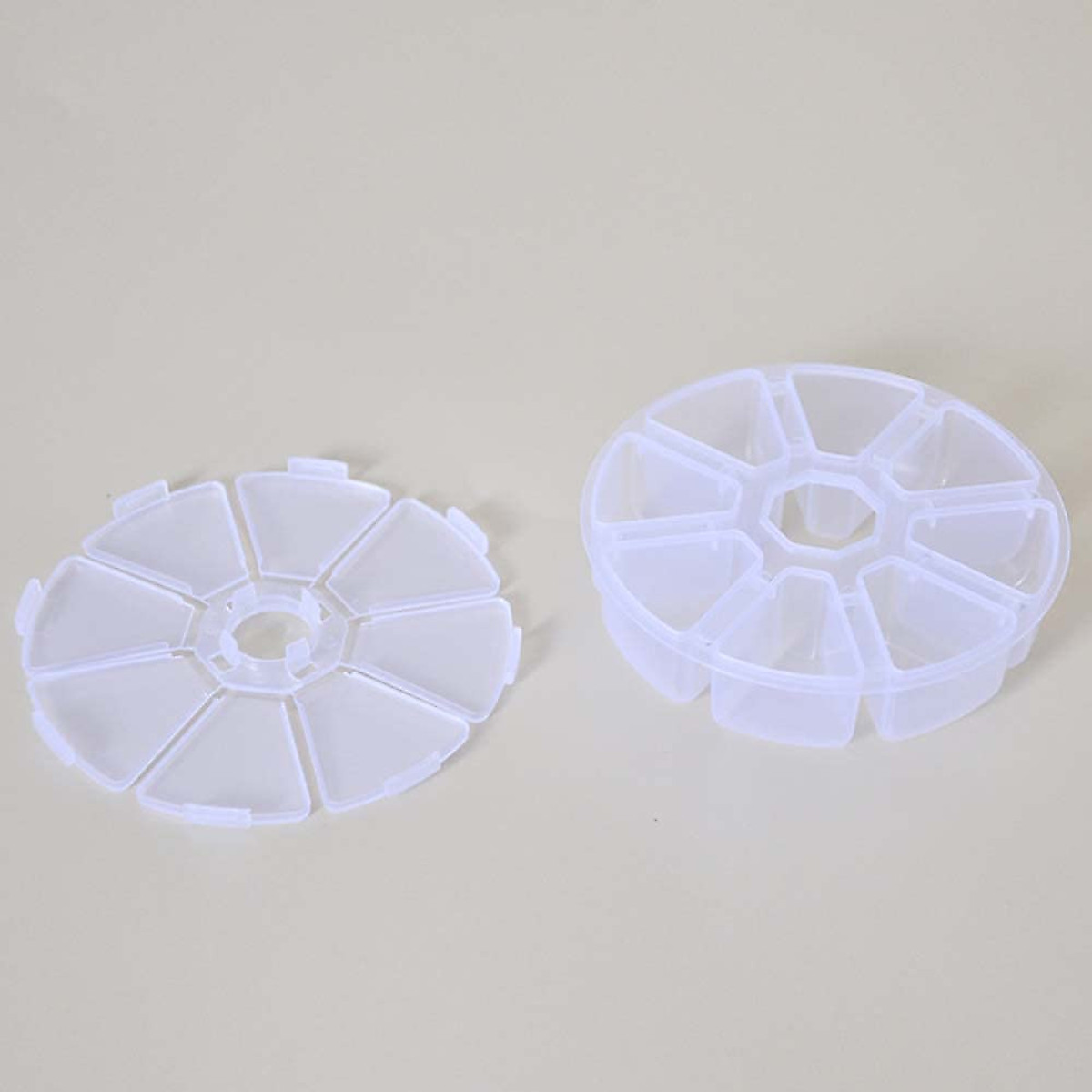 lasenersm 2 Packs Diamond-Paint-Art Storage Box 8 Grids Diamond-Paint-Art Container Plastic Round Bead Storage Containers Jewelry Organizer Storage Container Nail Art Storage Case, Transparent