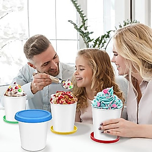4 Pack Ice Cream Container Set (1 Quart Each) - Reusable Ice Cream Freezer Storage Tubs with Silicone Lids and an Ice Cream Scoop for Homemade Ice Cream, Sorbet and Gelato, Dishwasher Safe, BPA Free