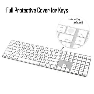 ProElife Keyboard Cover Skin for 2024 Magic Keyboard with Touch ID and Numeric Keypad (A3119) Ultra-Thin Silicon Protector (4 Keys ON The Left of Space BAR) (Transparent)