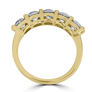 P3 POMPEII3 2 ct Diamond Five Stone Wedding Anniversary Round Cut Ring 14k Yellow Gold - Size 5