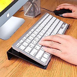 Egchi Computer Keyboard Stand for Desk 78 Keys, 11.8 x 5.1 Inch Keyboard Tray, Black Acrylic Keyboard Riser Lift, Apple Keyboard Holder