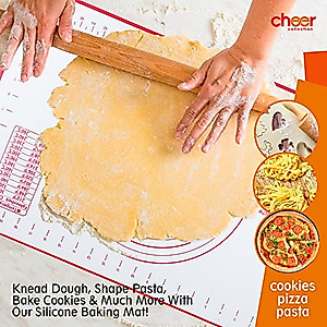 Cheer Collection Silicone Baking Mat - Non-Slip Kitchen Mat for Rolling Dough and Baking Cookies Pizza Macarons - 16" x 24"
