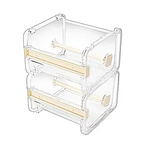 molshine 2 Pack Transparent Desktop Multi Washi Masking Tape Storage Dispenser,Tape Cutter,Tape Roll Holder (Not Include Masking Tape) (Beige)